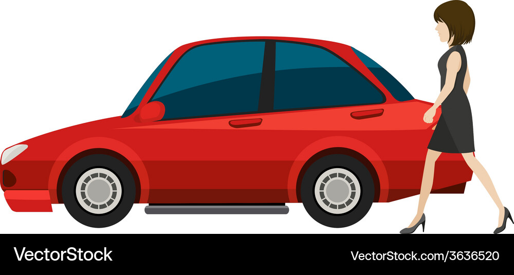 Woman and car Royalty Free Vector Image - VectorStock
