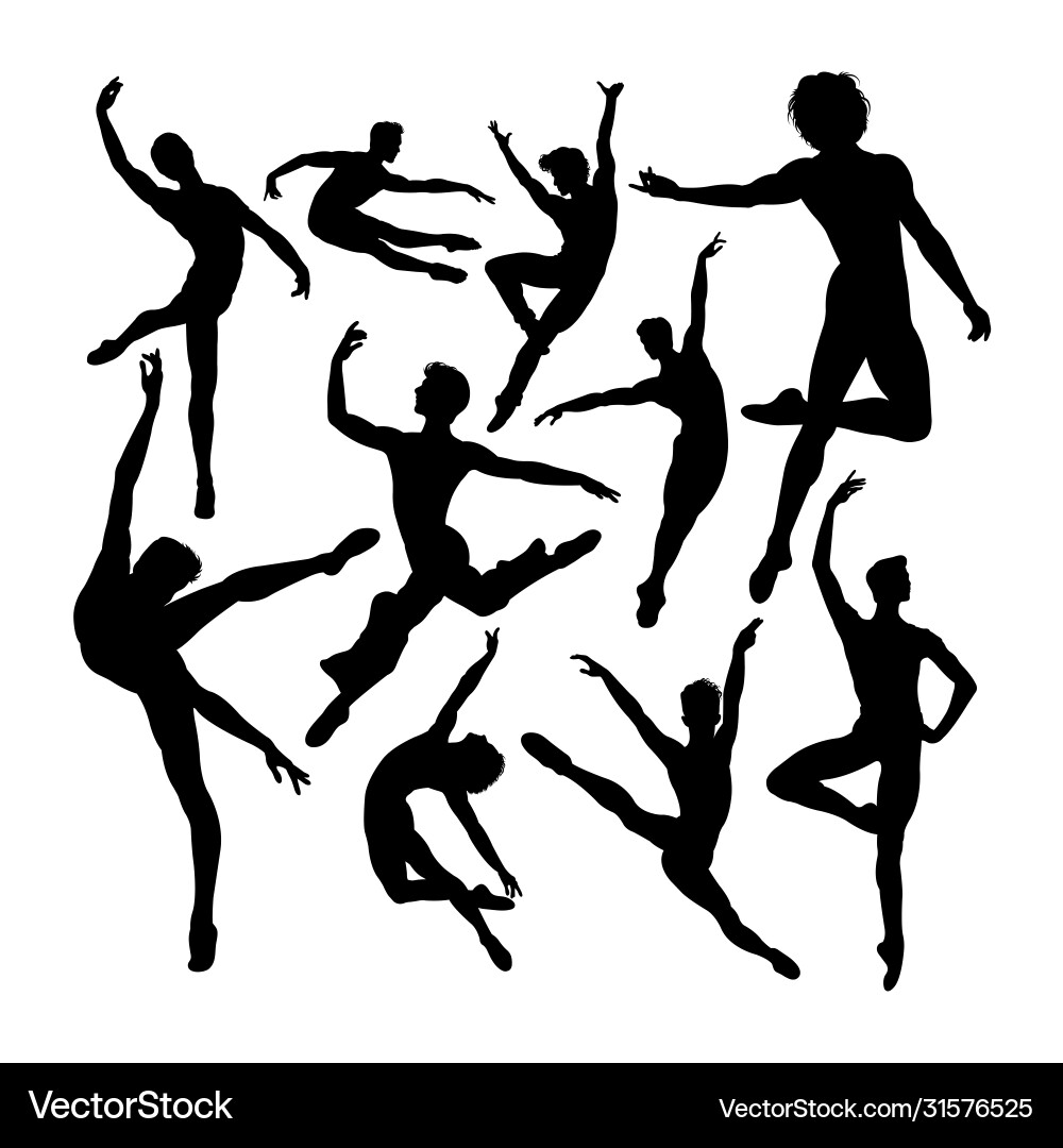Attractive male ballet dancer silhouettes Vector Image