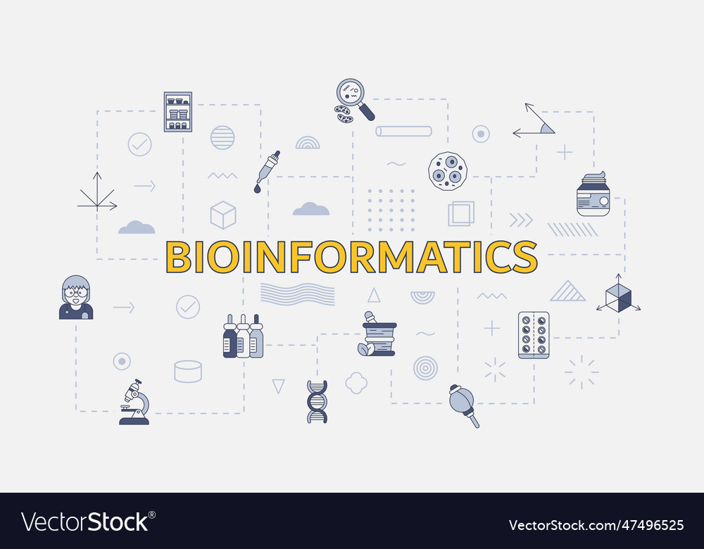 Bioinformatics concept with icon set with big Vector Image Bioinformatics concept with icon set with big Vector Image