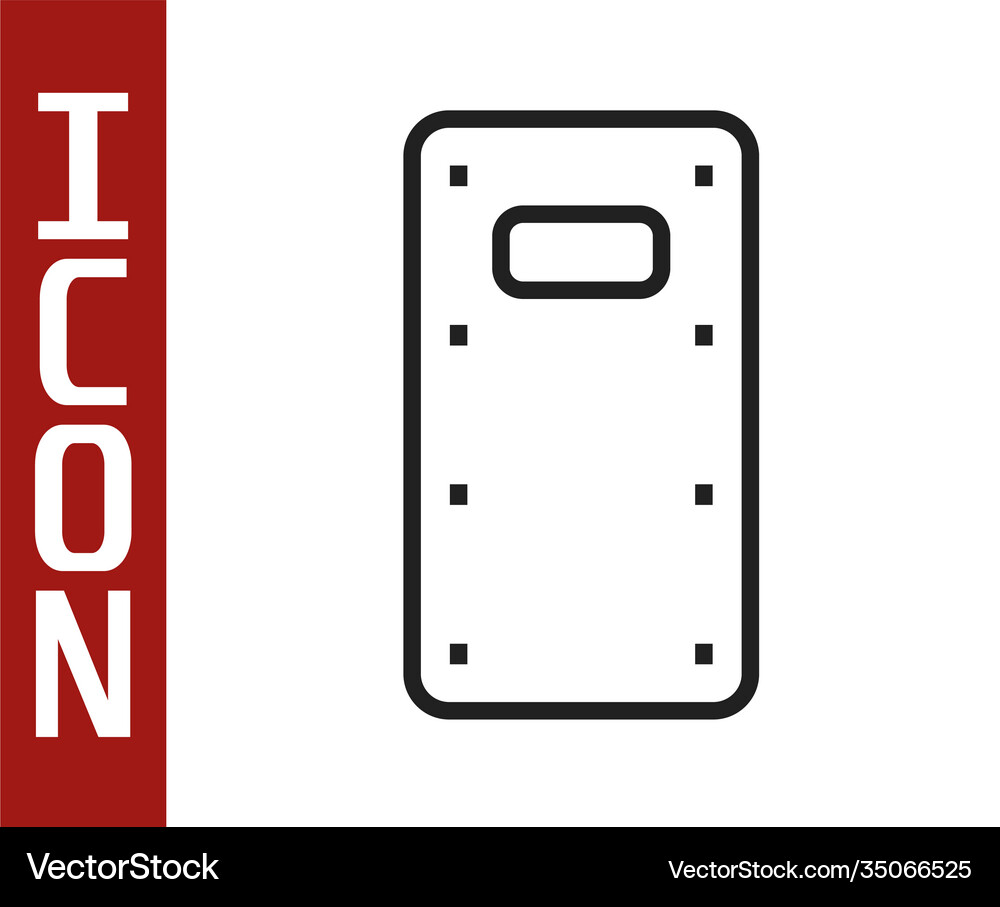 Black line military assault shield icon isolated Vector Image