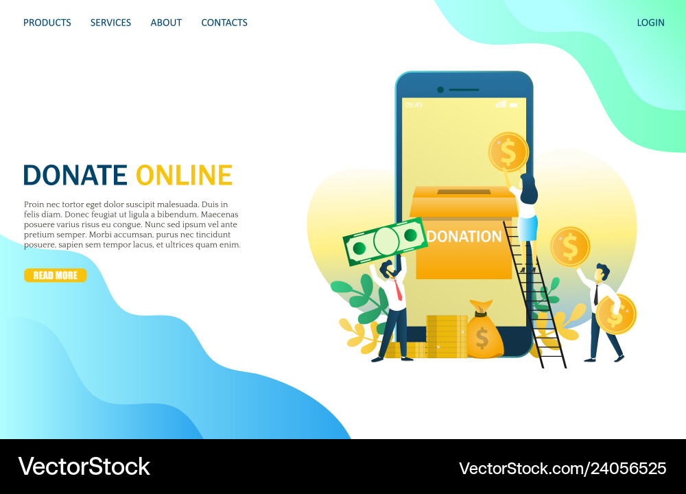 Donate online website landing page design Vector Image