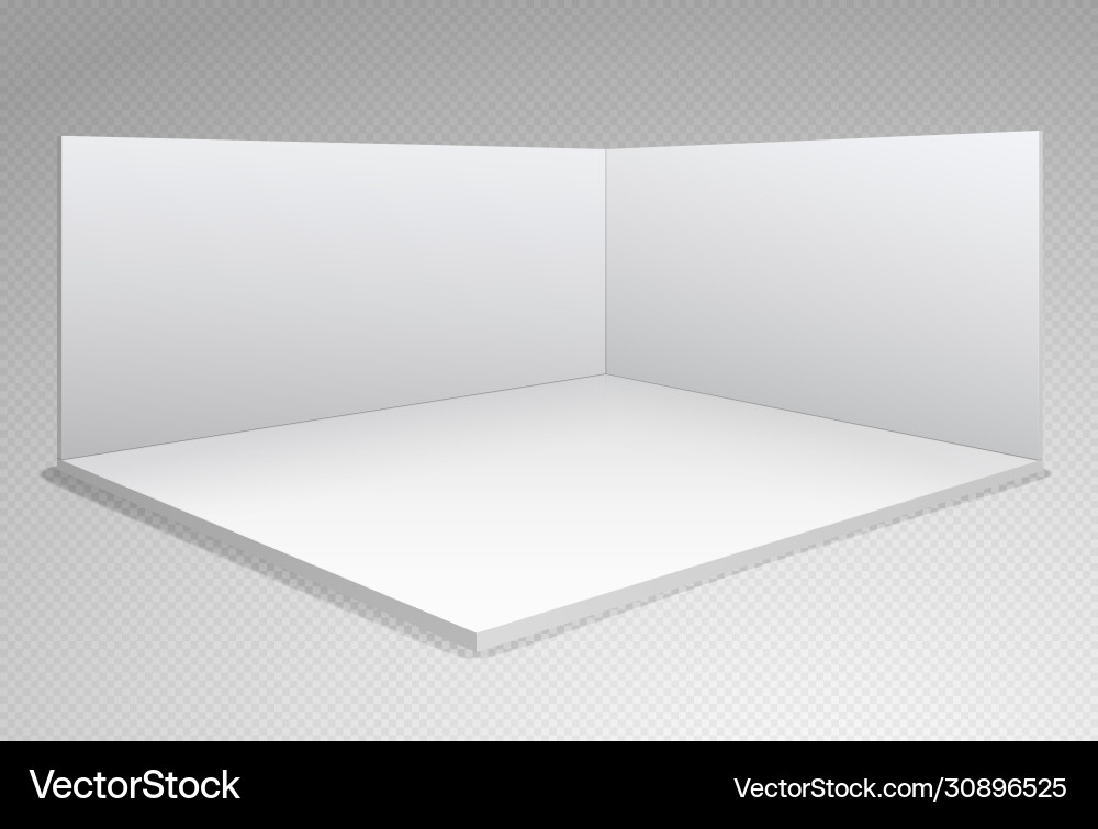Empty exhibition stand hall with white walls and Vector Image