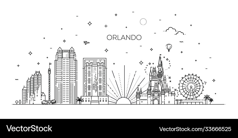 Florida linear banner orlando city Royalty Free Vector Image