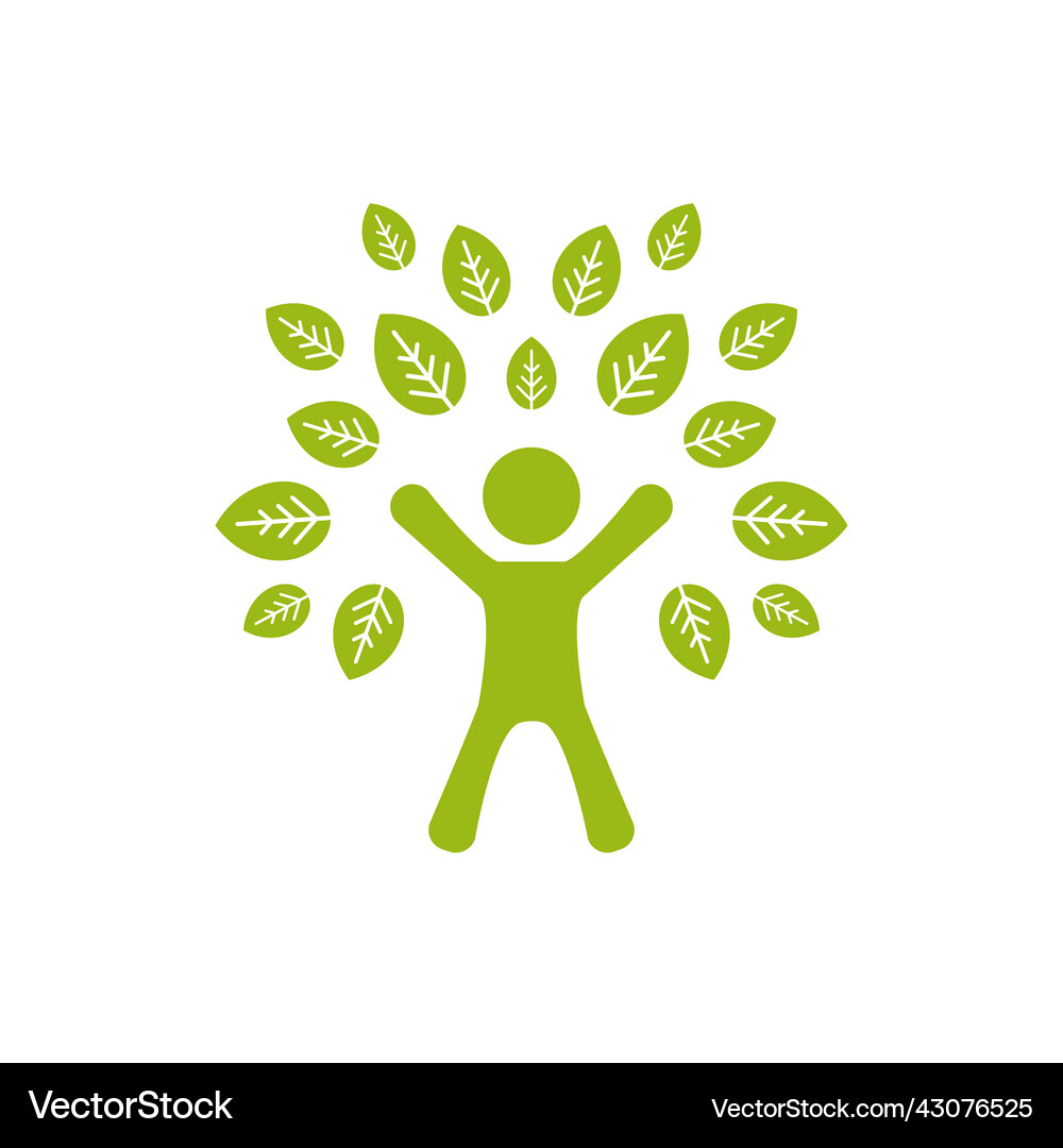 Green man silhouette with leaves human tree Vector Image