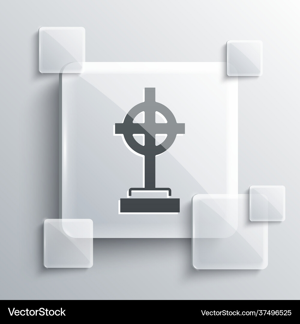 Grey grave with cross icon isolated on Royalty Free Vector
