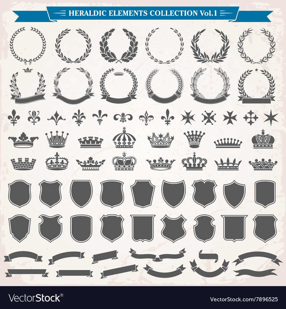 Heraldic elements set 1 Royalty Free Vector Image