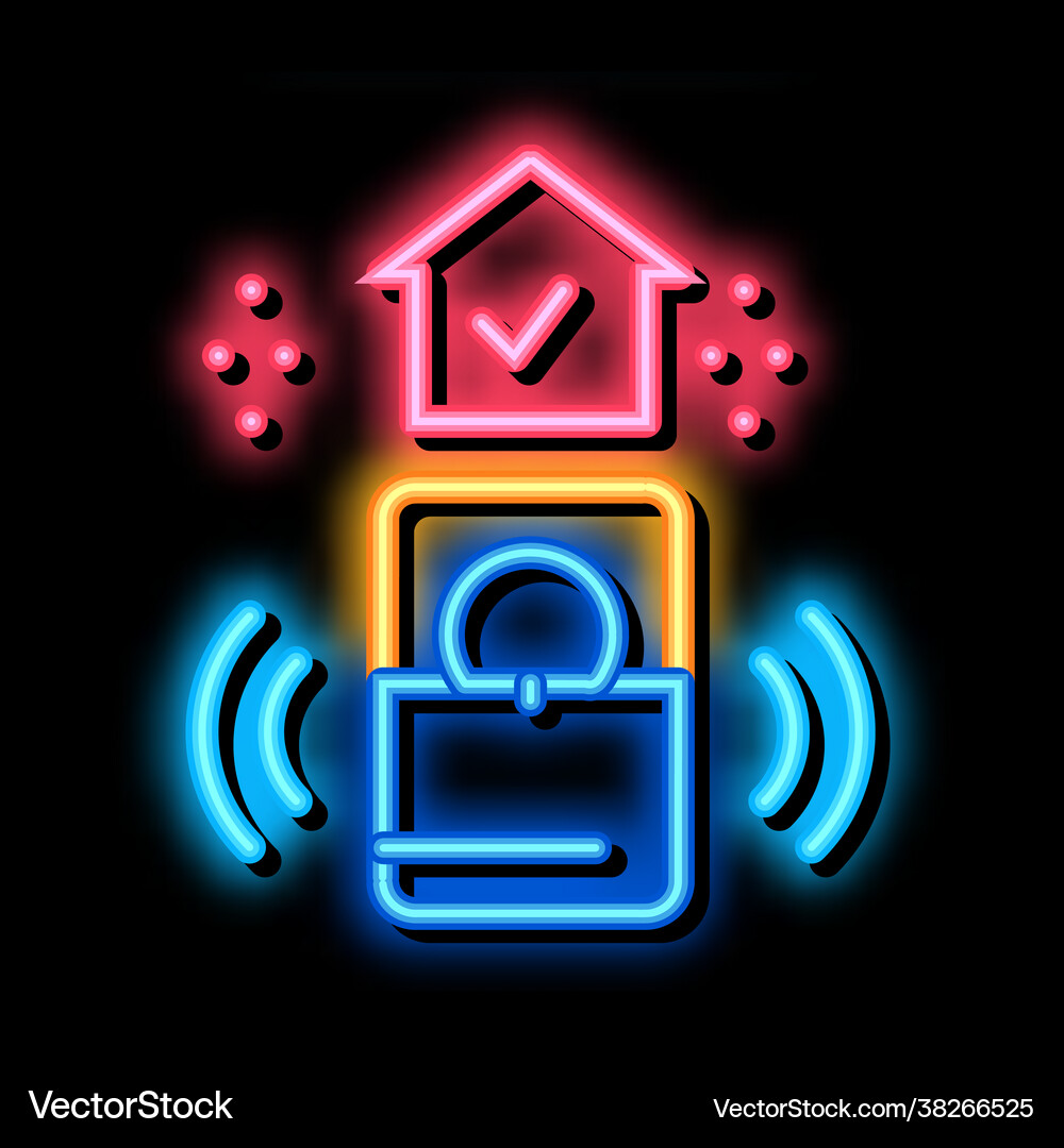 Home security alarm neon glow icon Royalty Free Vector Image