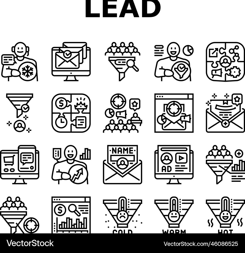 Lead marketing generation icons set Royalty Free Vector