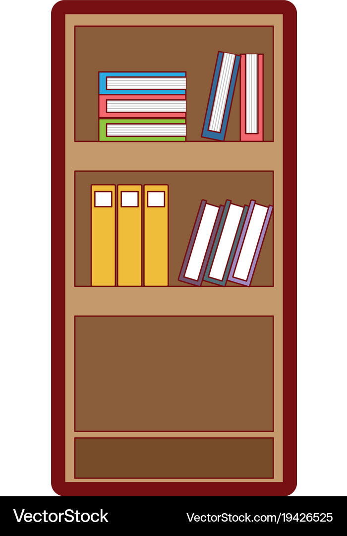 Line color education bookcase with books Vector Image