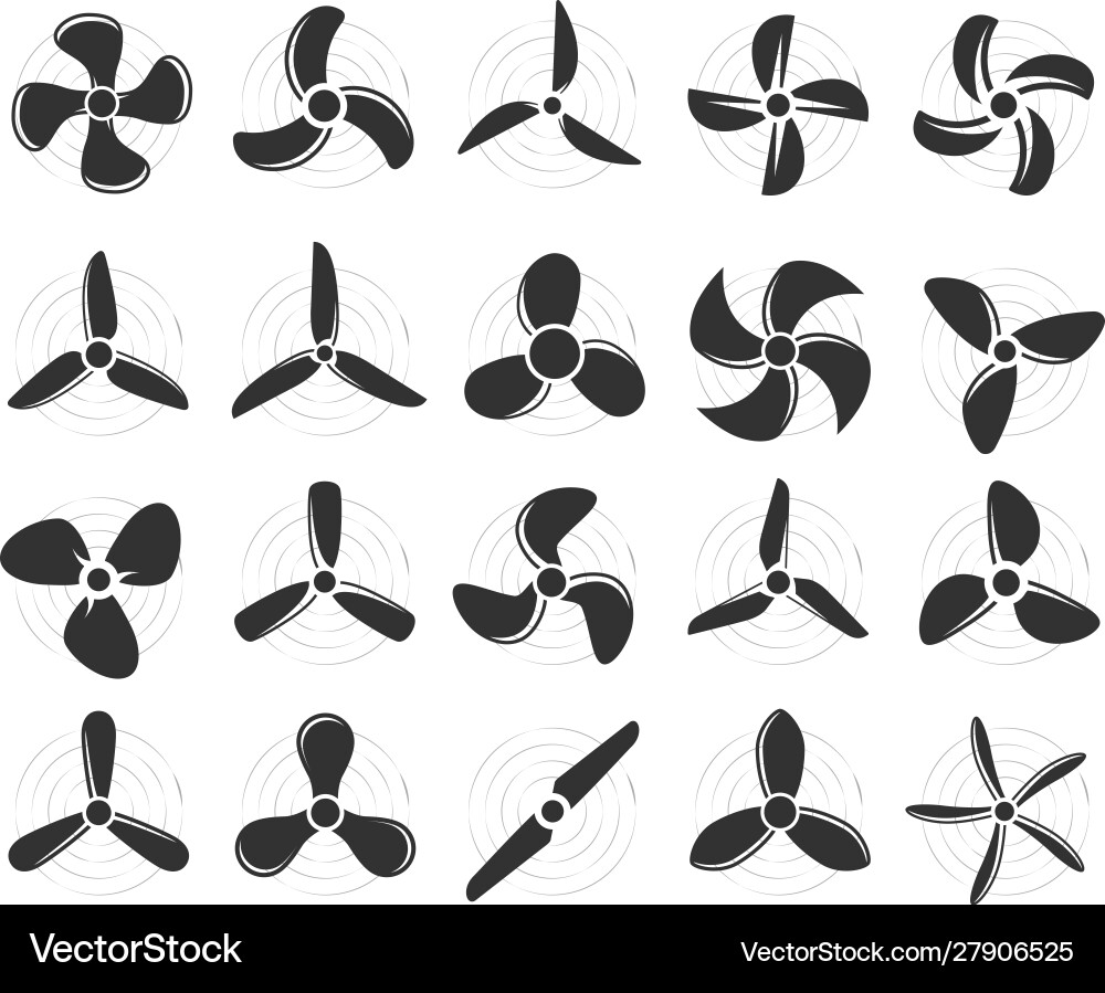 Plane propellers set - fan rotor mover aircraft Vector Image