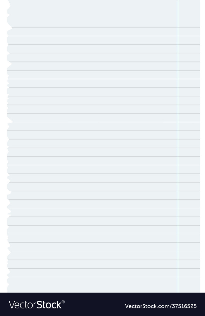 Realistic blank lined paper sheet with shadow Vector Image