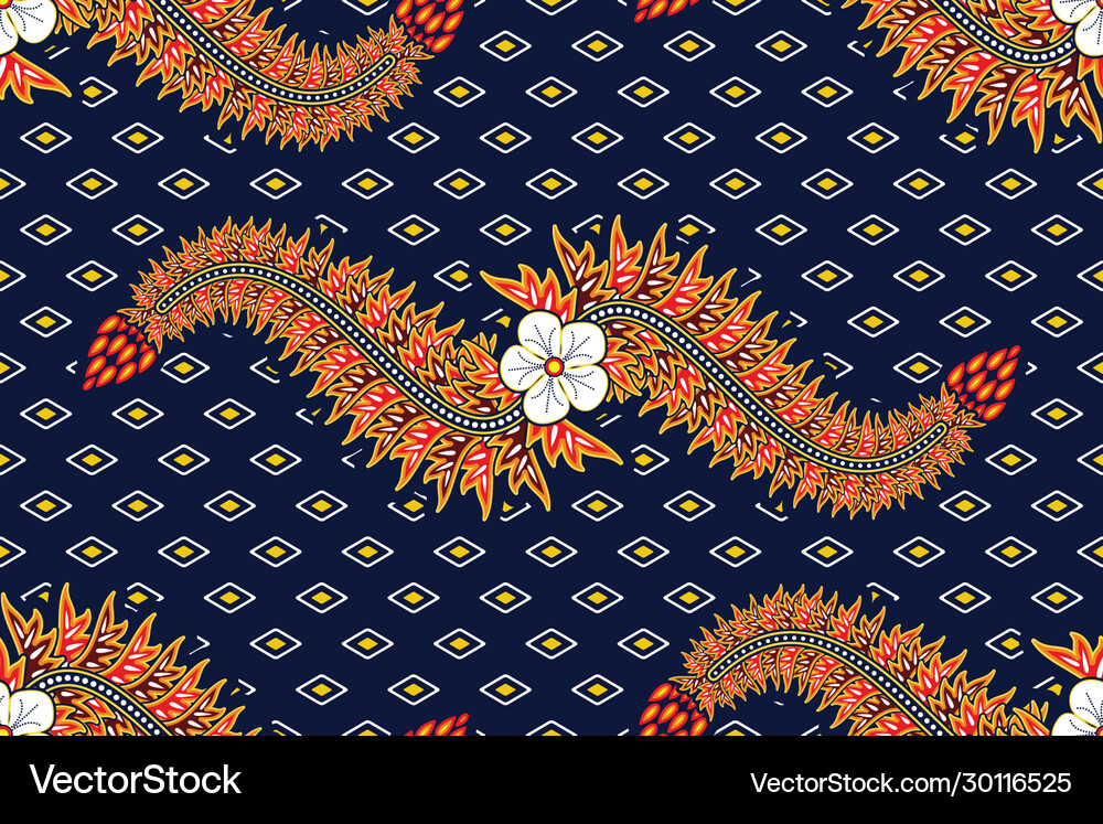 Seamless pattern with floral modern batik motif Vector Image