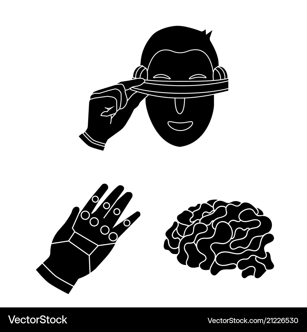 A virtual reality black icons in set collection Vector Image