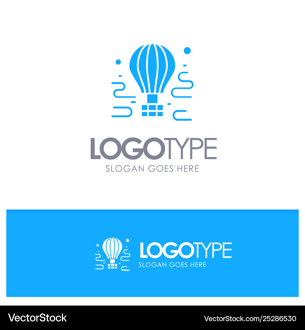 Air airdrop tour travel balloon blue solid logo Vector Image