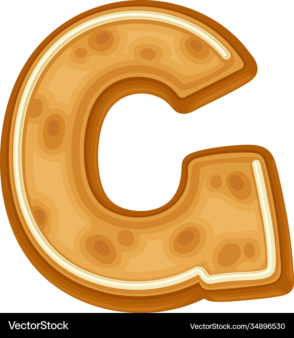 Baked cookie in shape alphabet letter g Royalty Free Vector