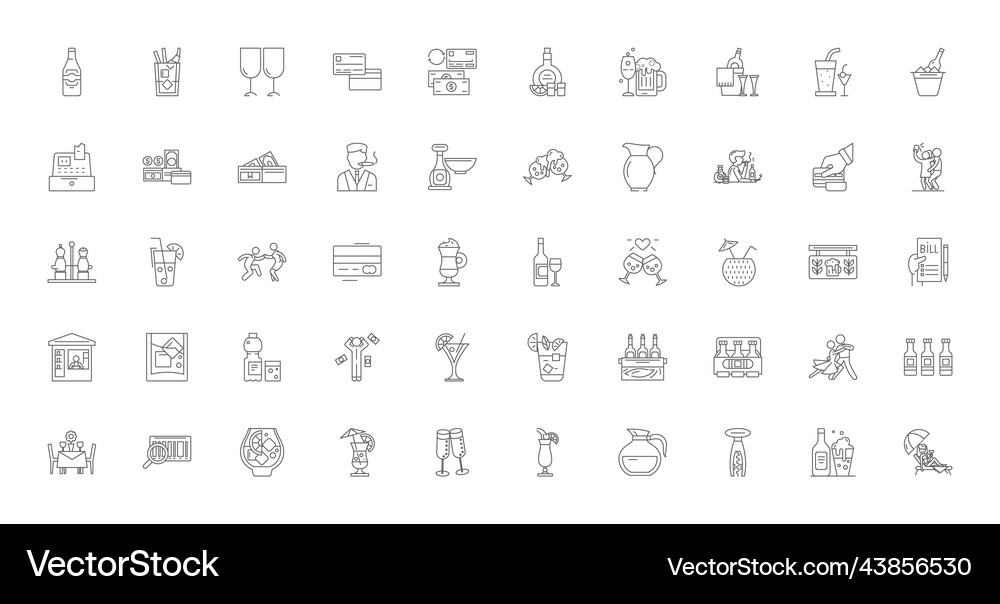 Bar concept ideas linear icons line signs set Vector Image