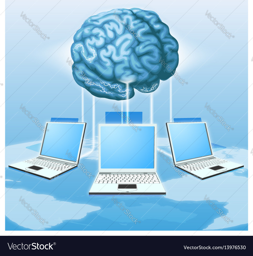 Computer brain computing concept Royalty Free Vector Image