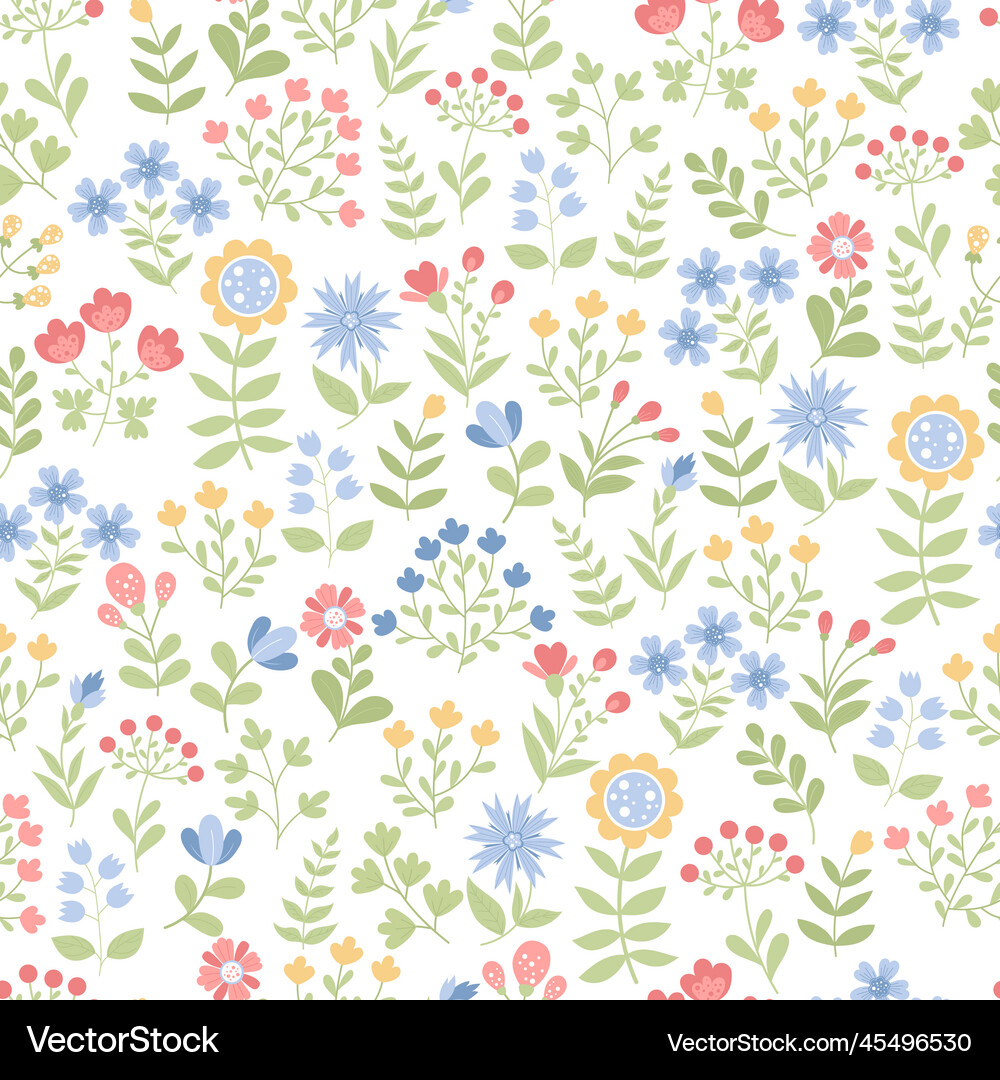 Floral seamless pattern scattered flowers plant Vector Image
