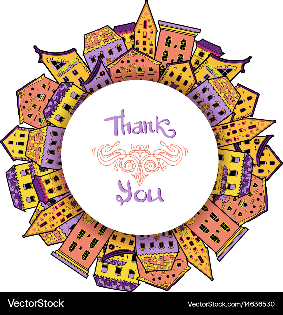 Houses round border new Royalty Free Vector Image