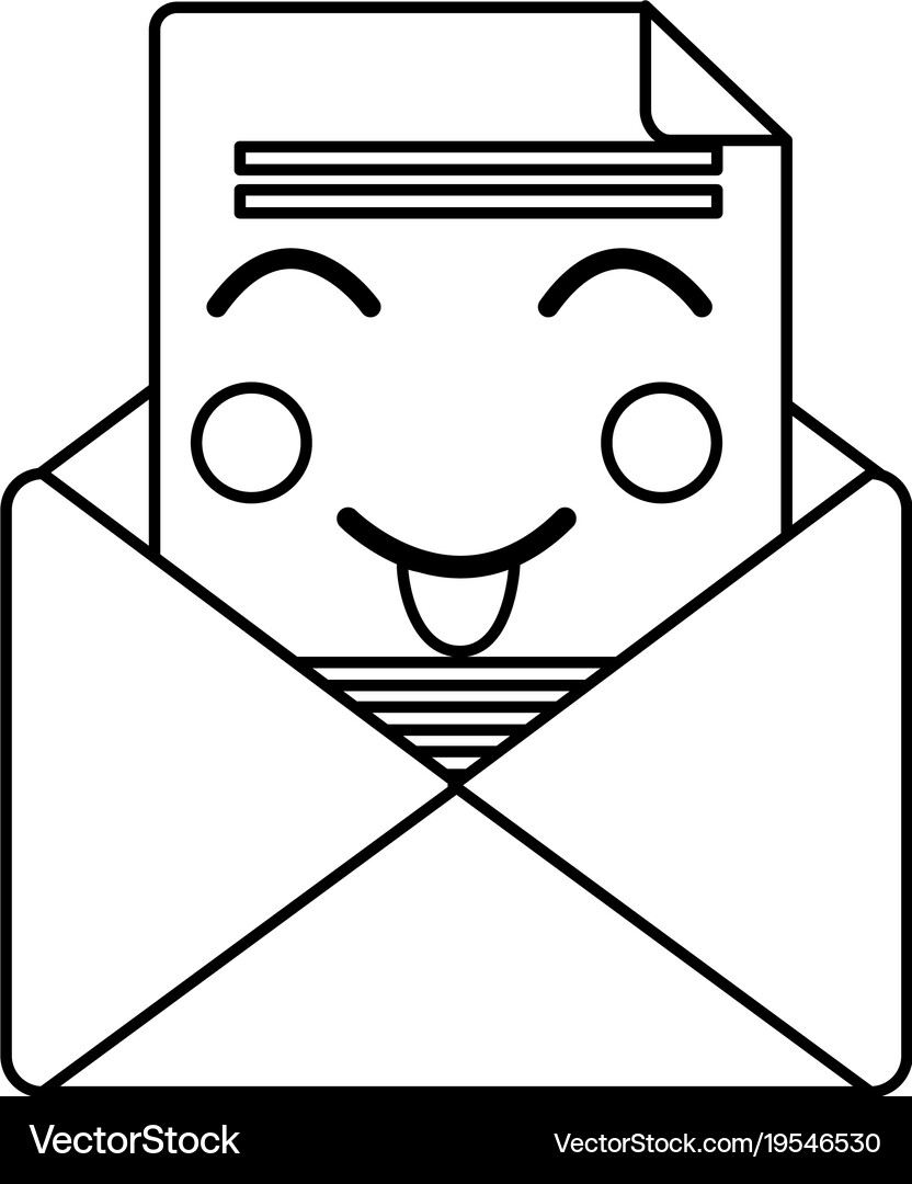 Kawaii email envelope letter message cartoon Vector Image
