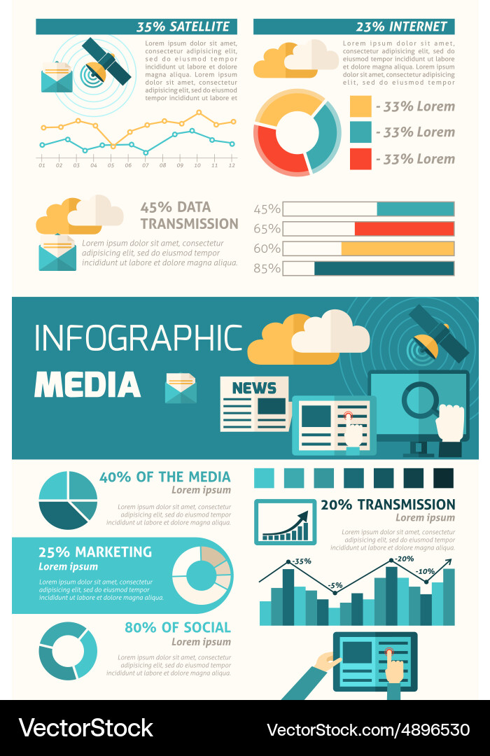 Media infographic set Royalty Free Vector Image