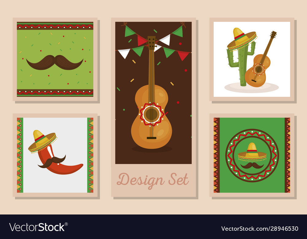 Mexican frames set design Royalty Free Vector Image