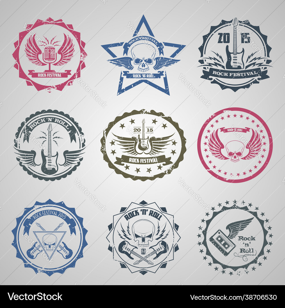 Rock festival stamps Royalty Free Vector Image