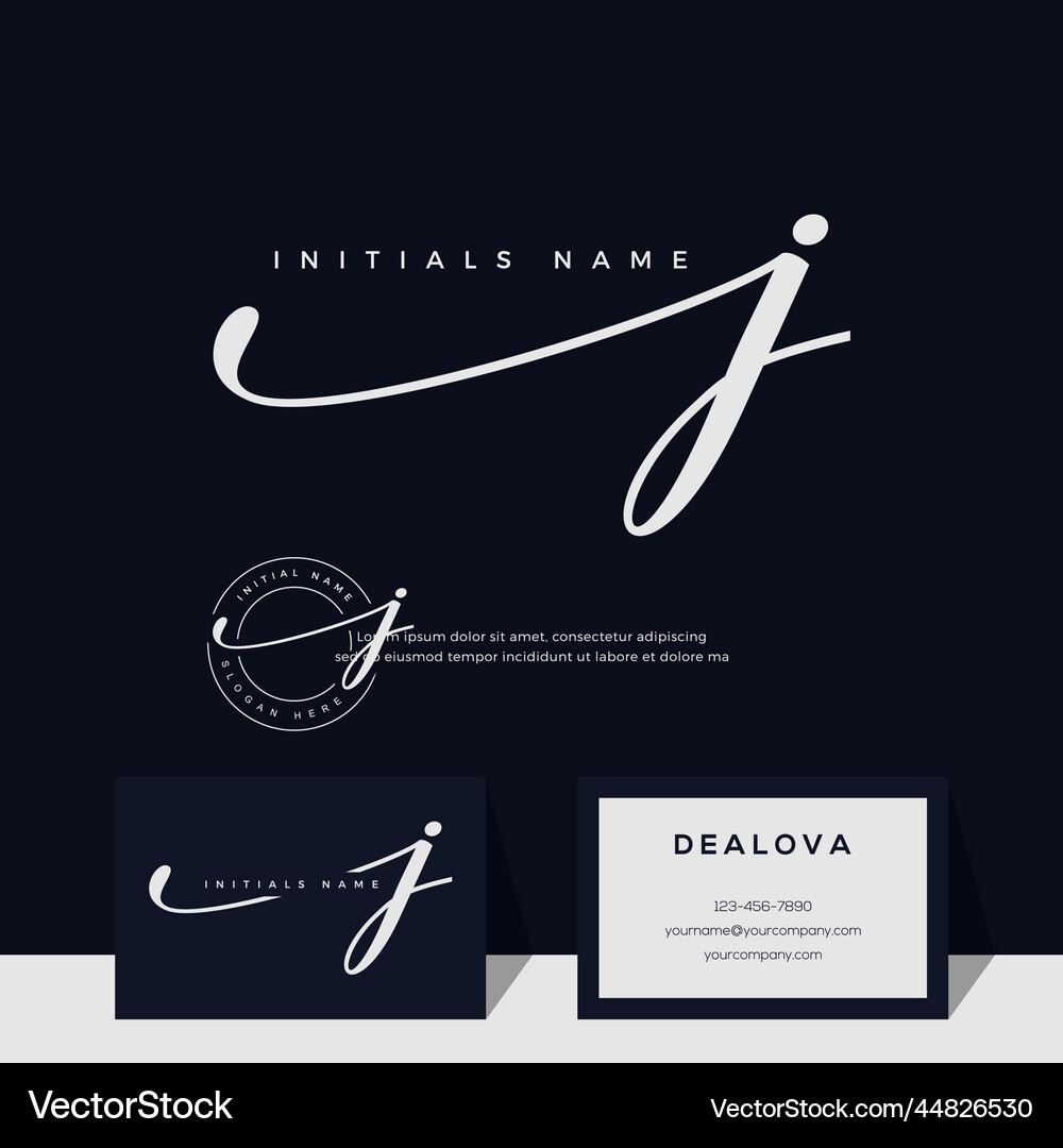 Simple elegant initial handwriting letter j Vector Image