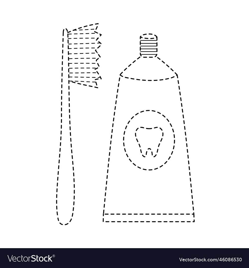 Trace and color a toothpaste and a toothbrush Vector Image Trace and color a toothpaste and a toothbrush Vector Image