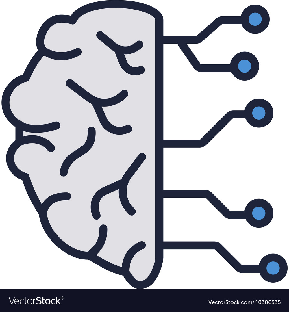Brain circuit icon ai technology isolated Vector Image