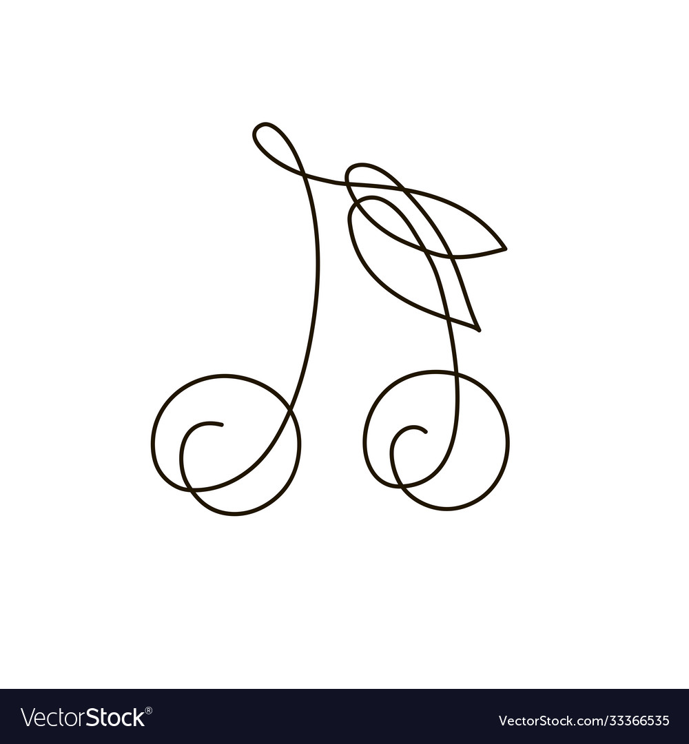 Cherry continuous line Royalty Free Vector Image