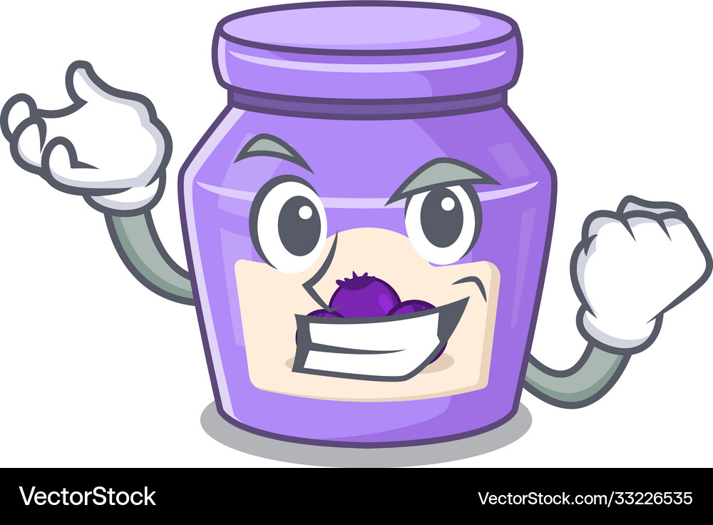 Cool confident successful blueberry jam cartoon Vector Image