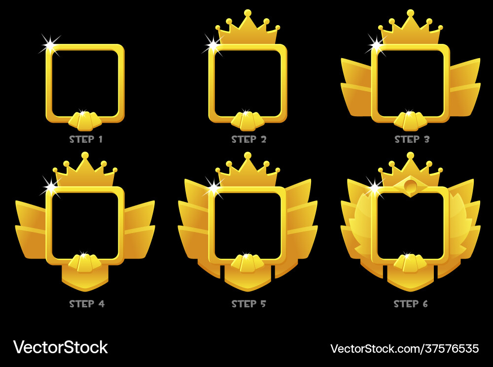 Gold frame game rank square avatar template 6 Vector Image