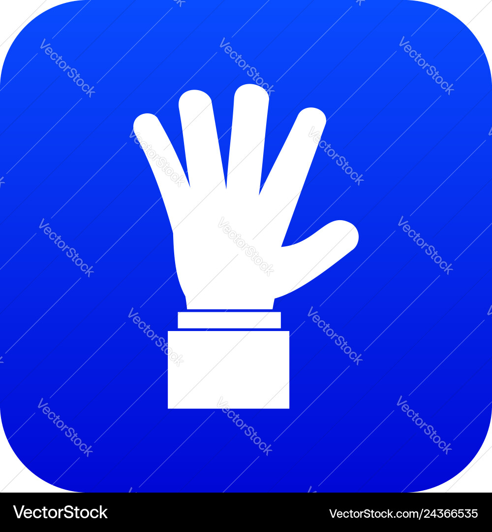 Hand showing five fingers icon digital blue Vector Image