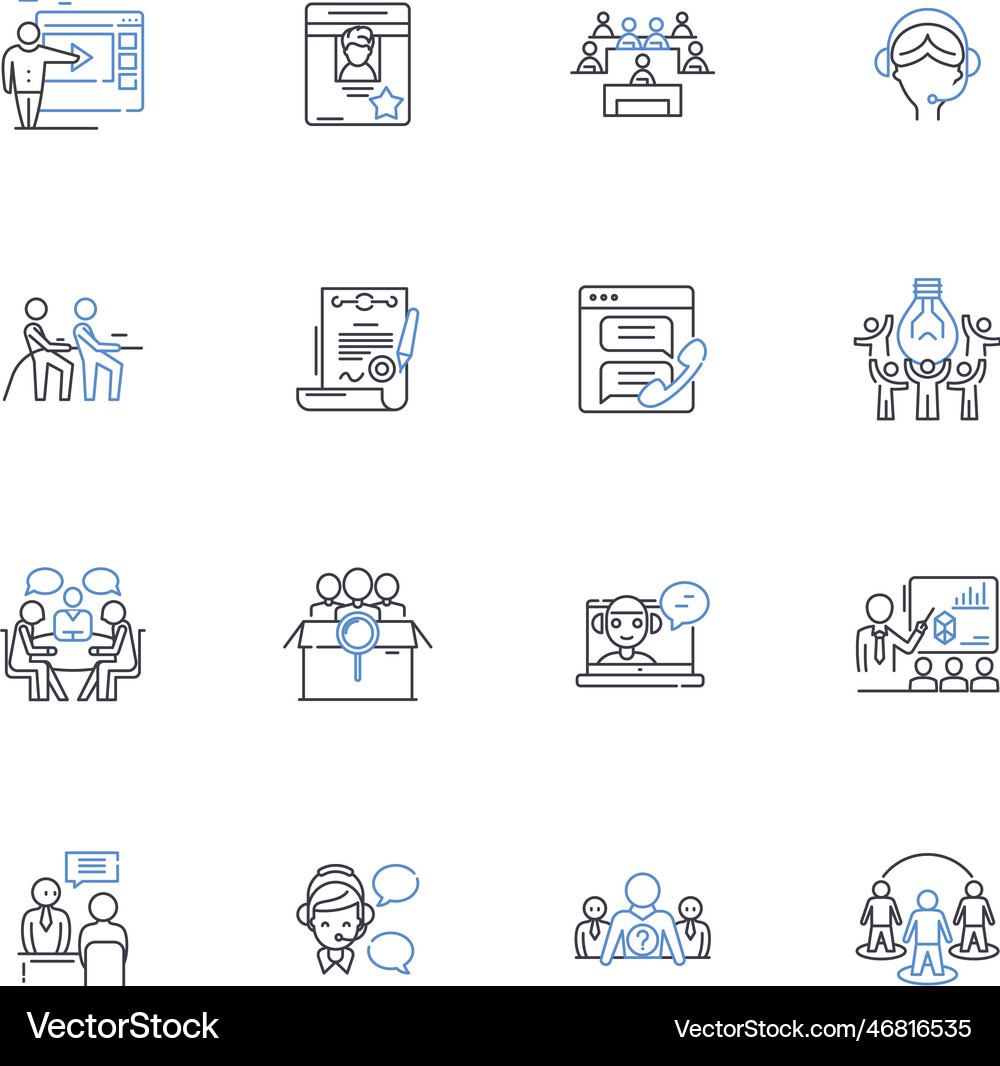 Intercultural communication line icons collection Vector Image