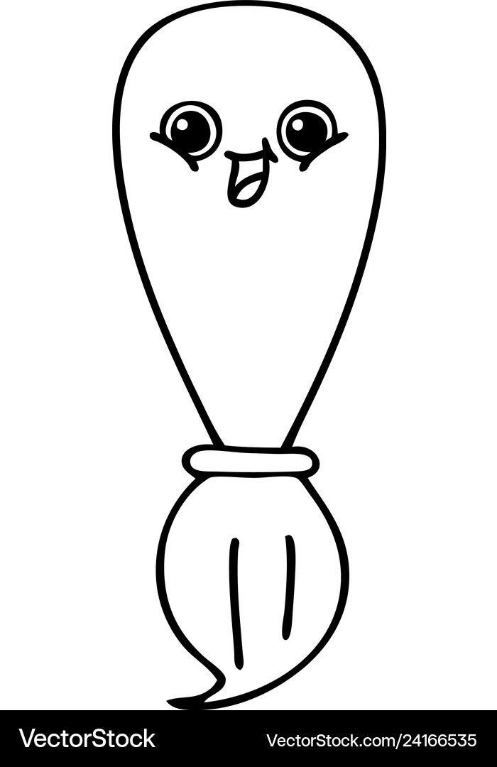 Line drawing cartoon paint brush Royalty Free Vector Image