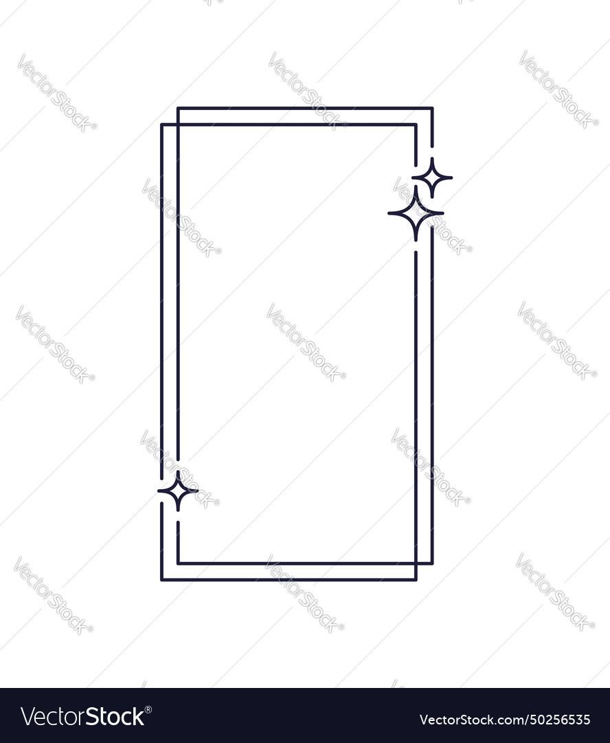Minimal Line Rectangle Frame Border Stars Sparks Vector Image