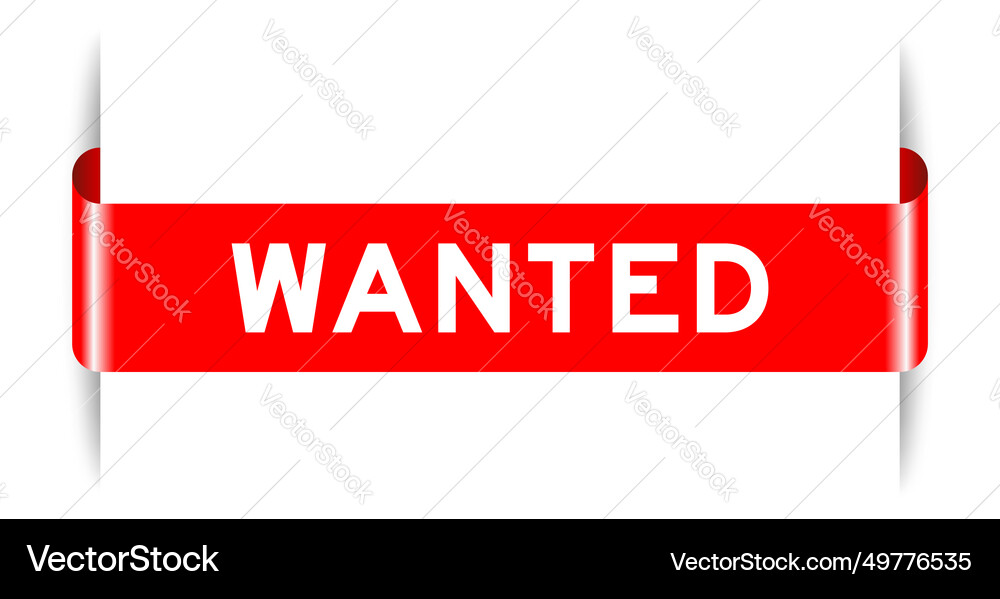 Red color inserted label banner with word wanted Vector Image