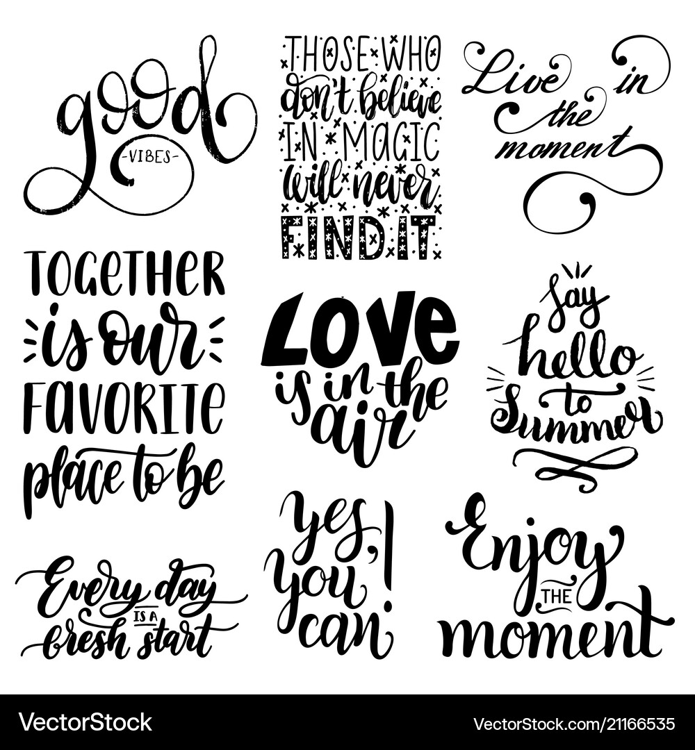 Set hand lettering with motivational Royalty Free Vector