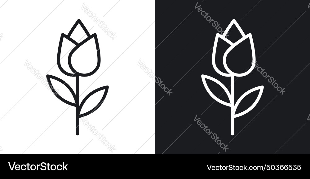 Tulip icon set florist dutch pattern symbol Vector Image