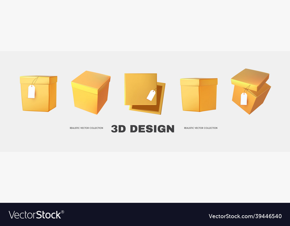 3d box collection in different view delivery Vector Image