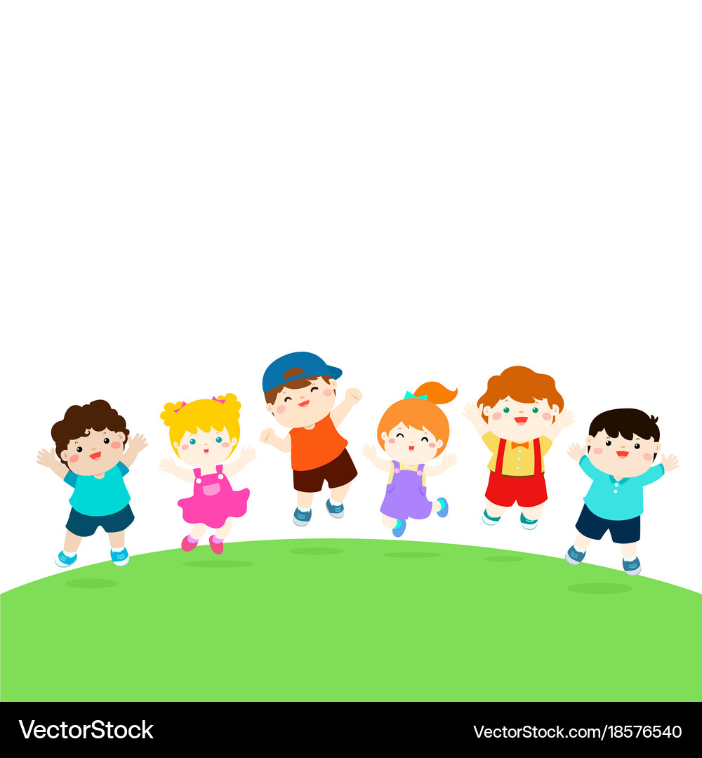 Blank template happy school multiracial children Vector Image