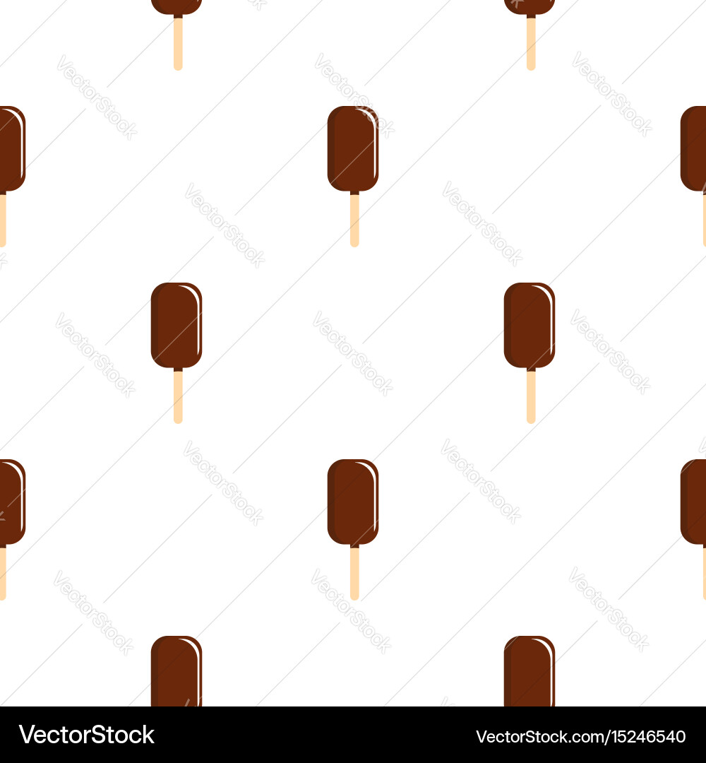 Chocolate ice cream on wooden stick pattern Vector Image