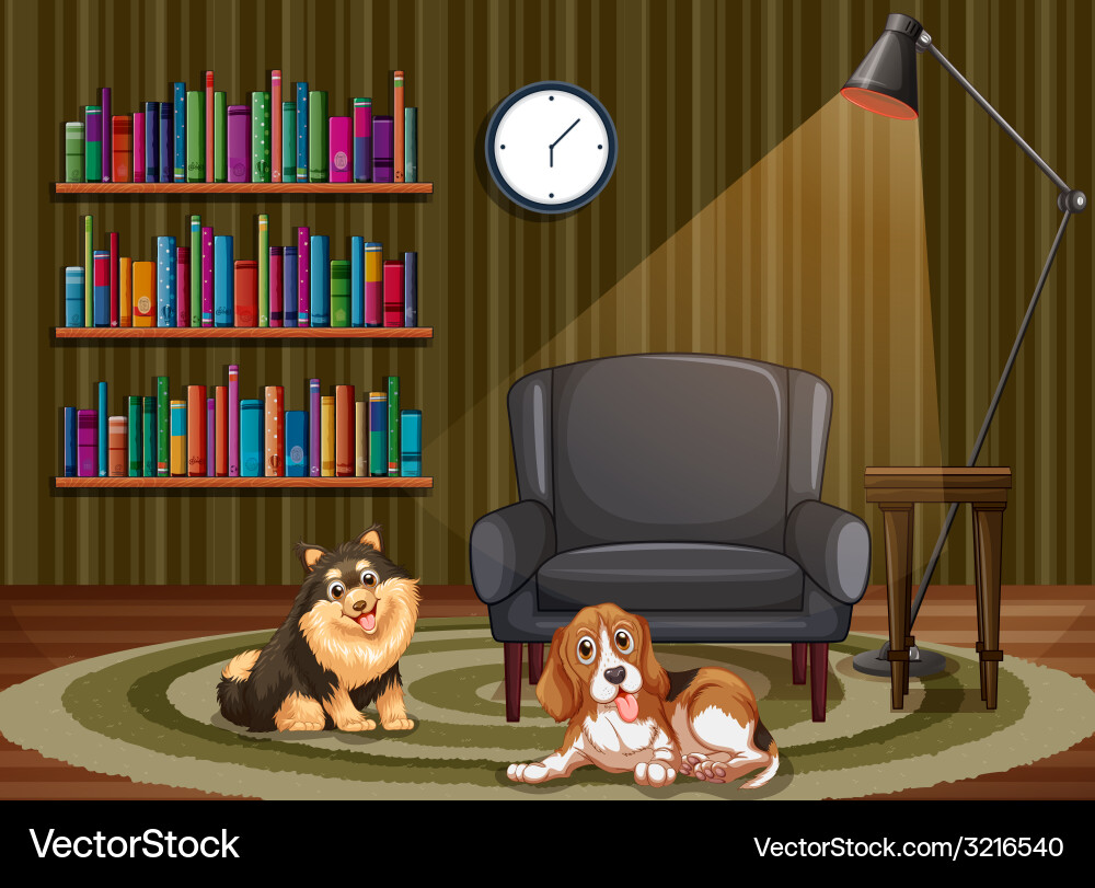 Dogs and living room Royalty Free Vector Image