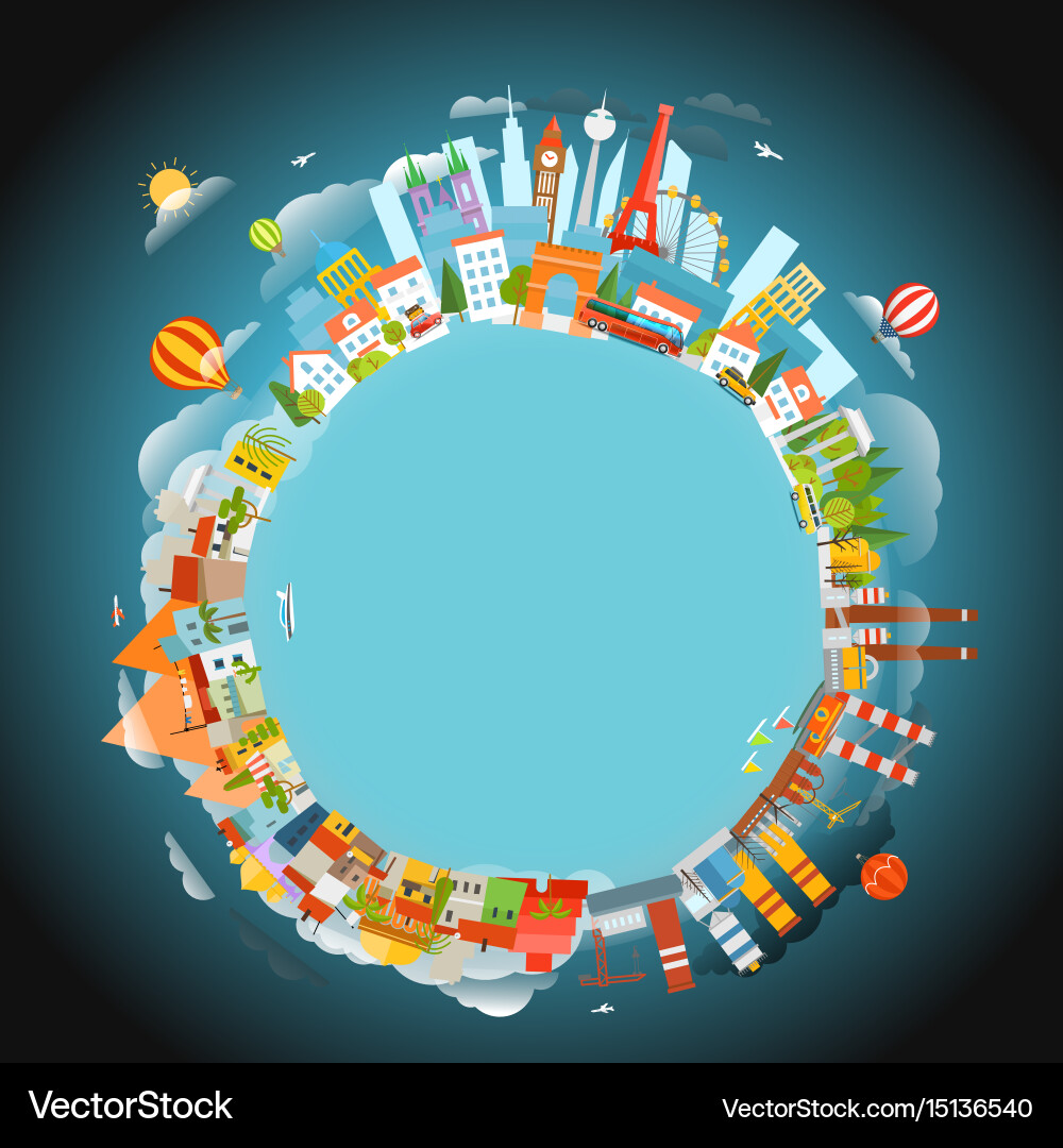 Earth and different locations travel concept Vector Image