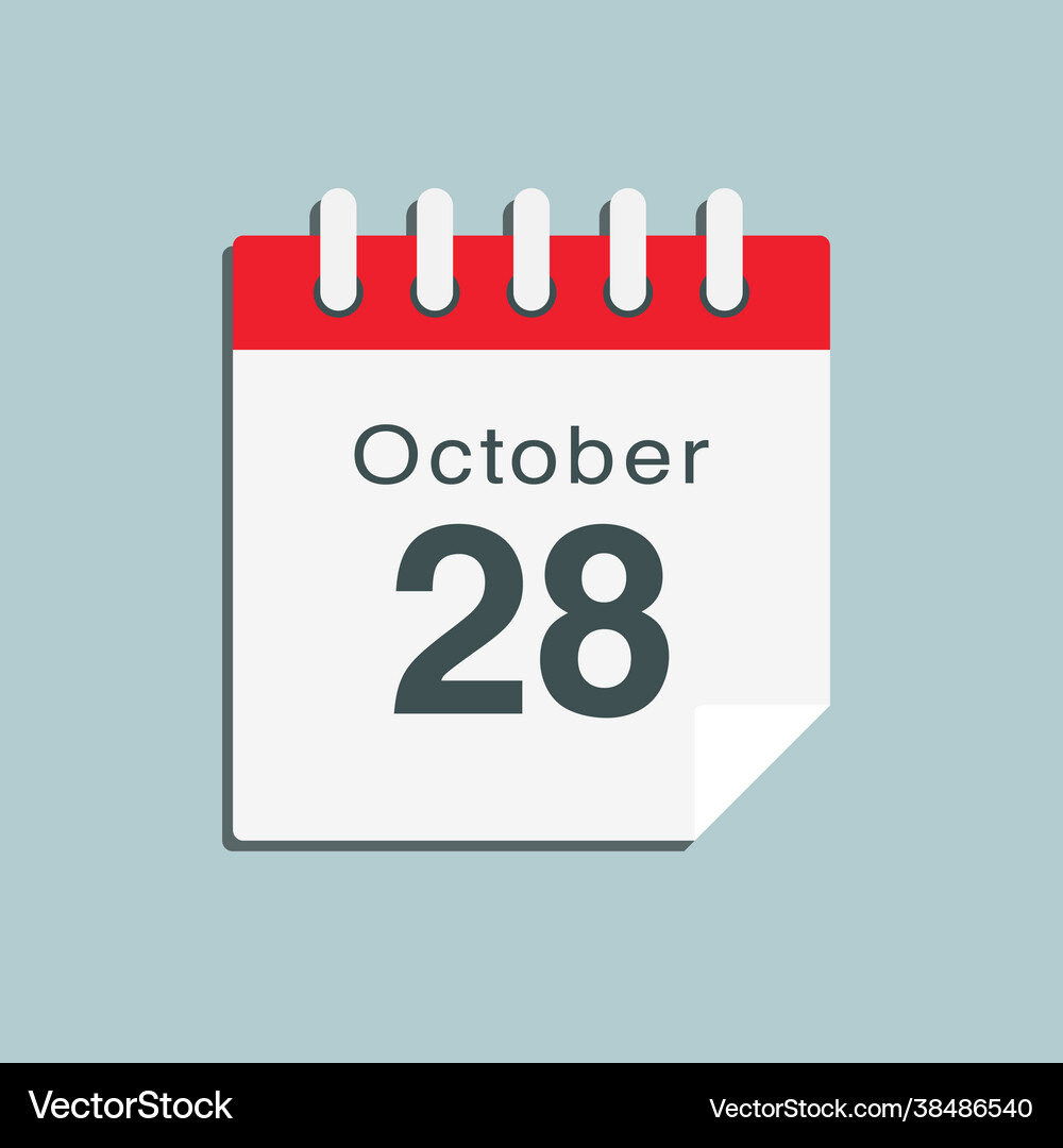 Icon day date 28 october template calendar page Vector Image