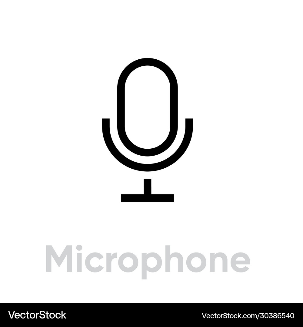 Microphone icon editable line Royalty Free Vector Image