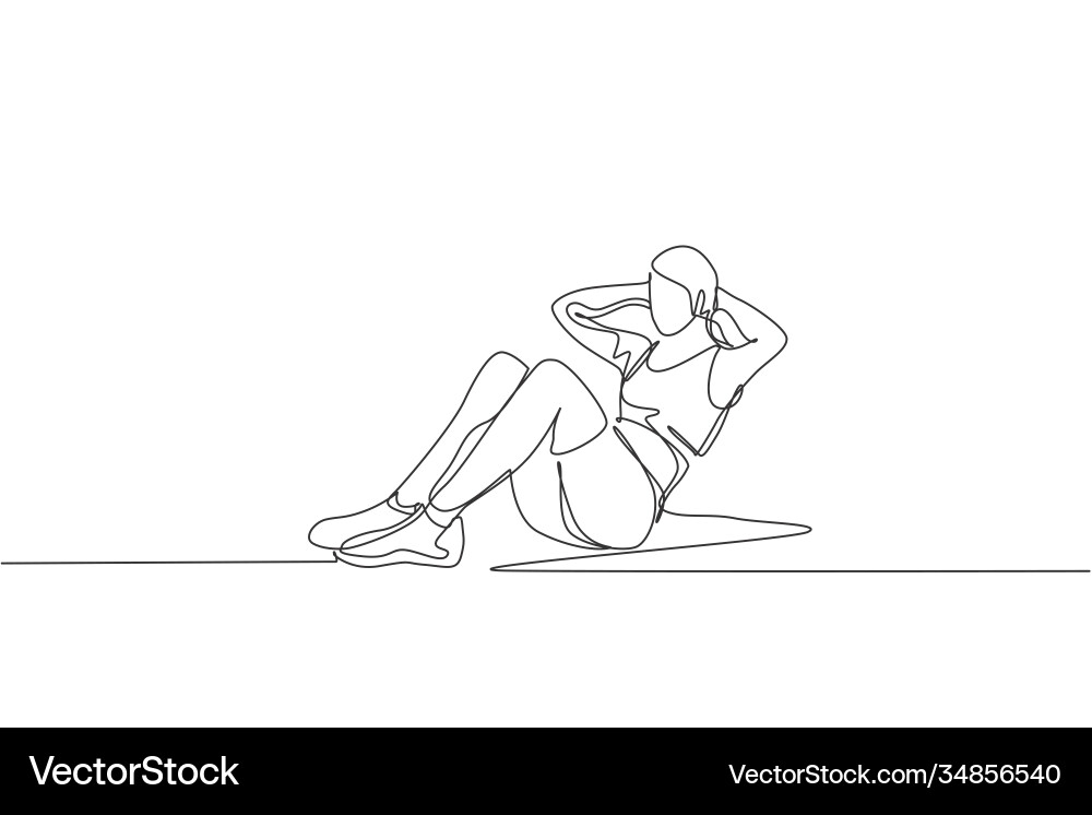One single line drawing young woman working out Vector Image