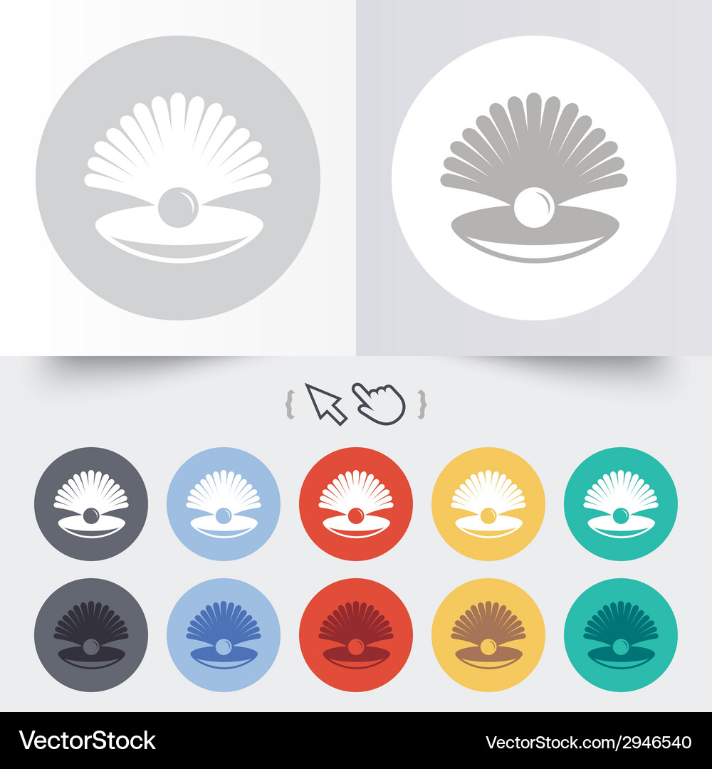 Sea shell with pearl sign icon conch symbol Vector Image