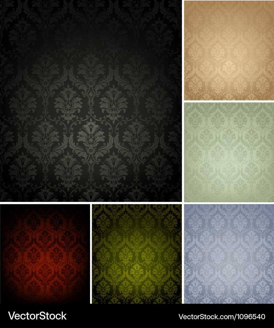 Seamless wallpaper pattern set of six colors Vector Image